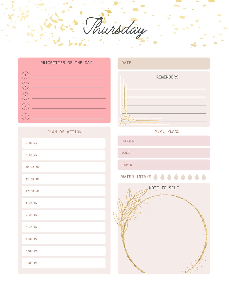 Pink and Gold Cute Girly Weekly Planner - Etsy