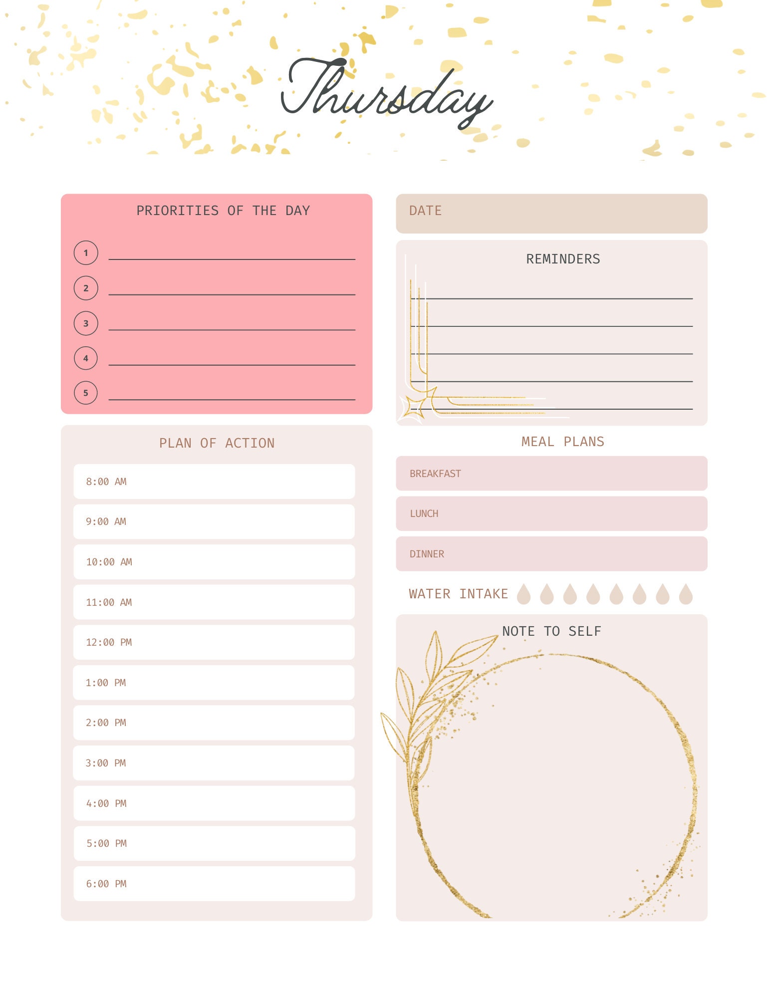 Pink and Gold Cute Girly Weekly Planner - Etsy