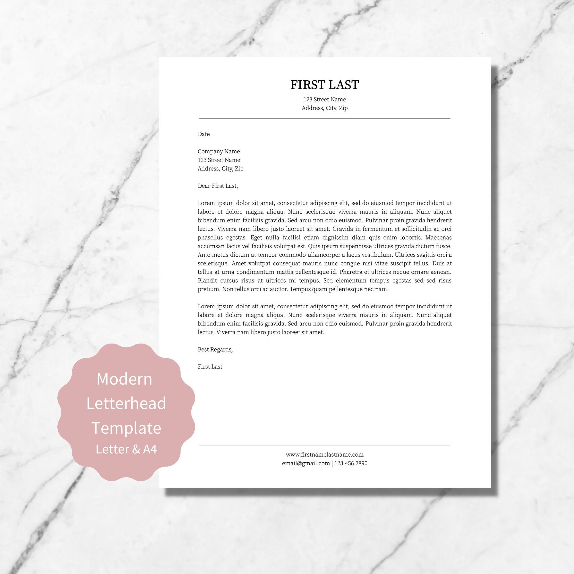 Modern Letterhead Template for Word, Modern Letterhead Template for ...