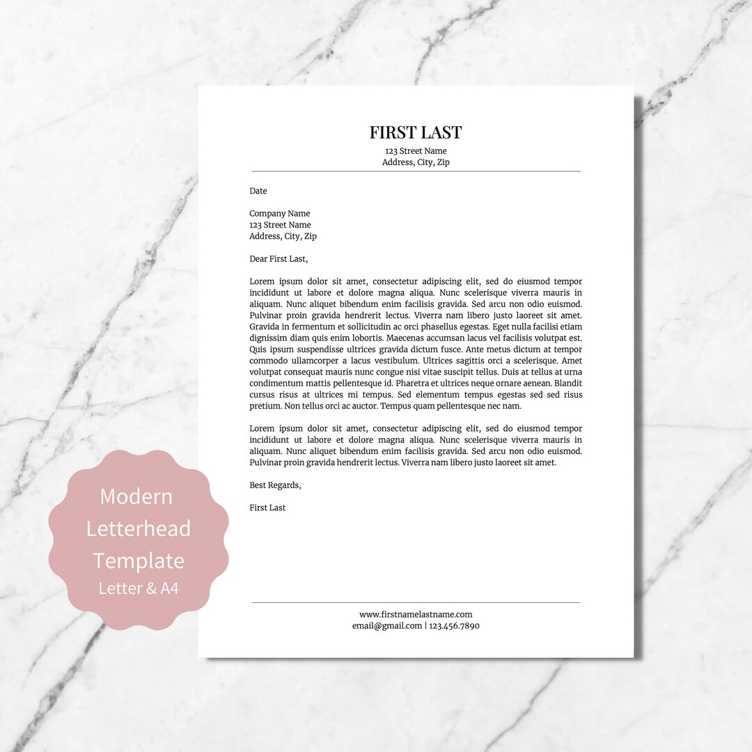 Modern Letterhead Template for Word, Modern Letterhead Template for ...