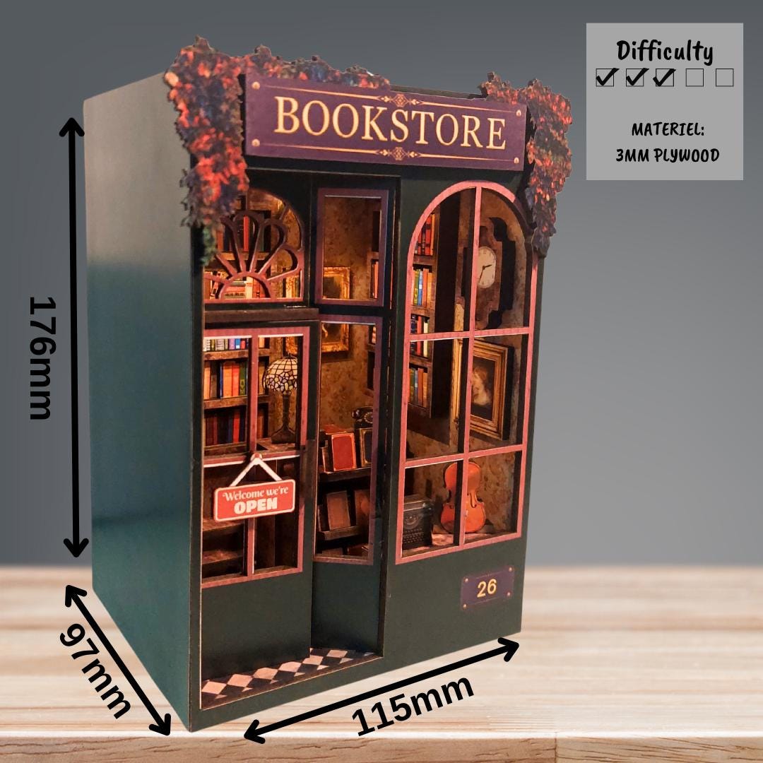 DIY Book Nook Digital Kit: Svg - Dxf - Jpg Laser Cut Files (digital ...