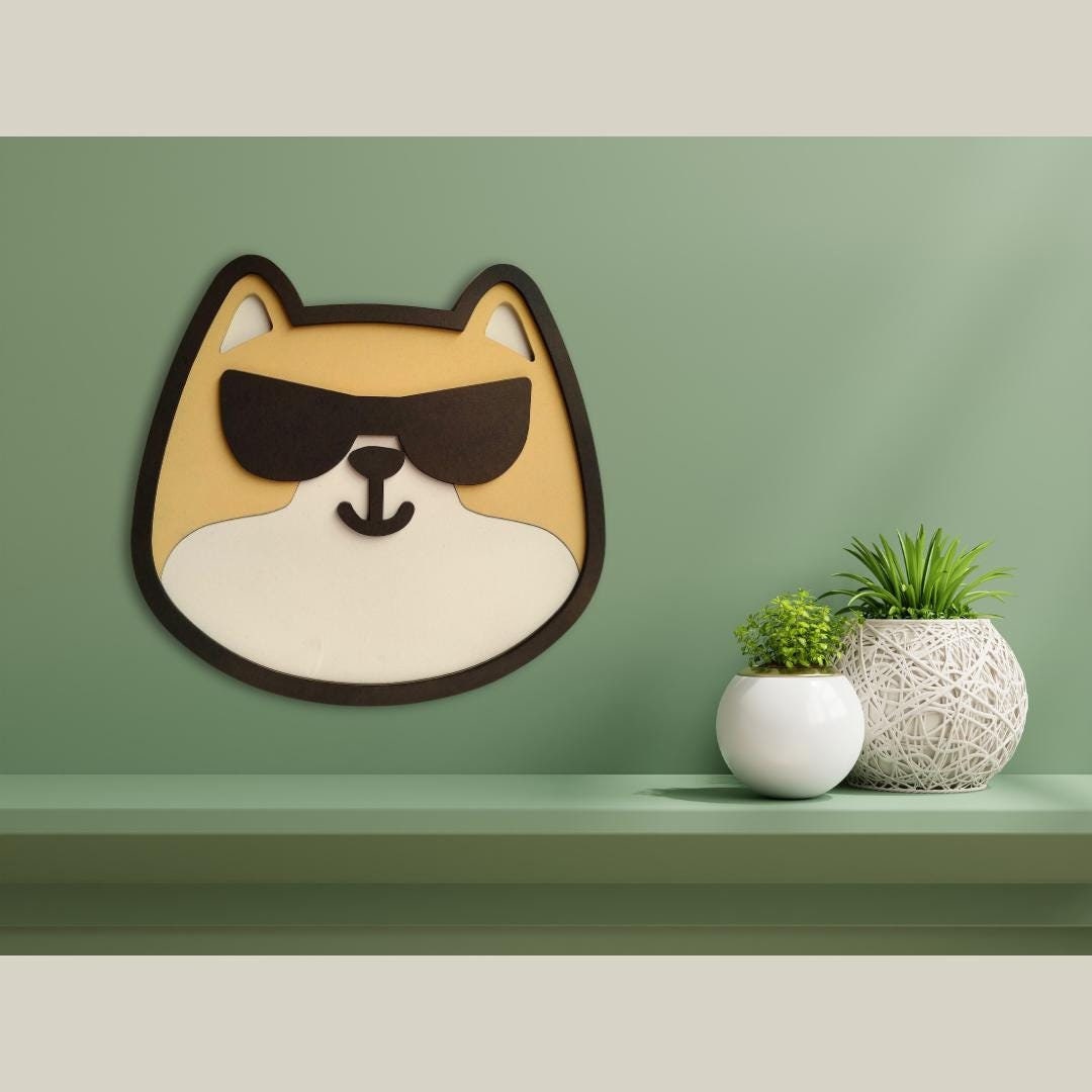 Dxf-layered Cat-themed Wall Art DXF File for Laser Cutting 22,3 Cm*23,7 ...