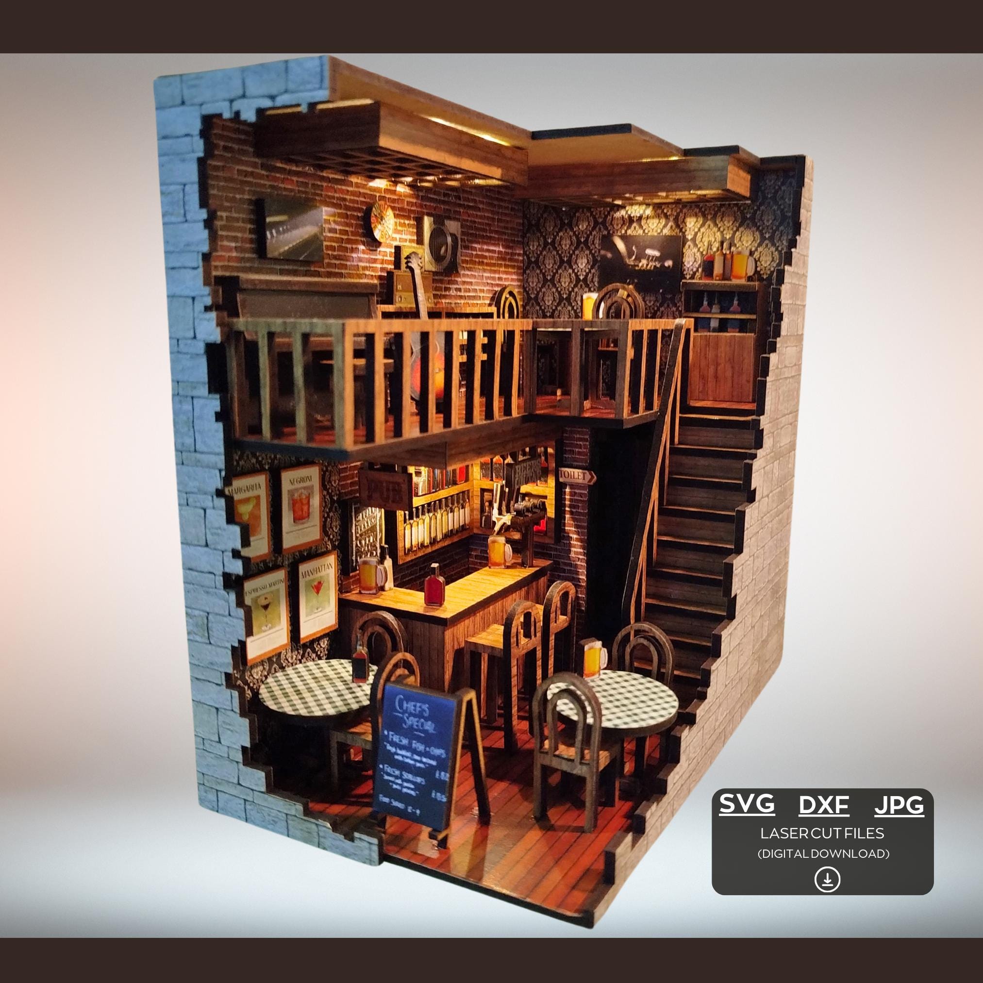 Pub Book Nook Digital Kit: Laser Cut Files Svg - Dxf - Jpg (digital ...