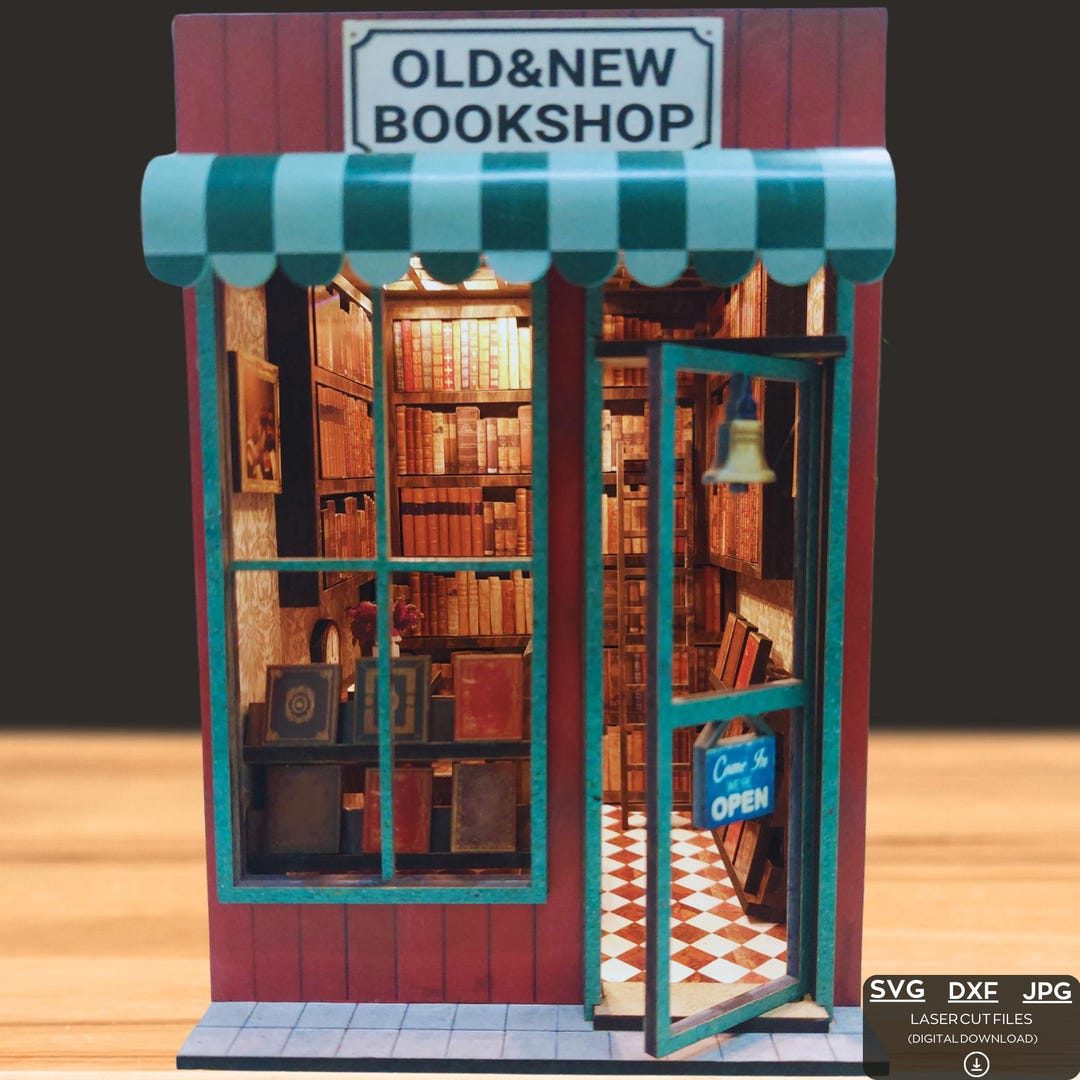 DIY Miniature Bookshop Book Nook: Laser Cut Files Svg - Dxf- Jpg ...