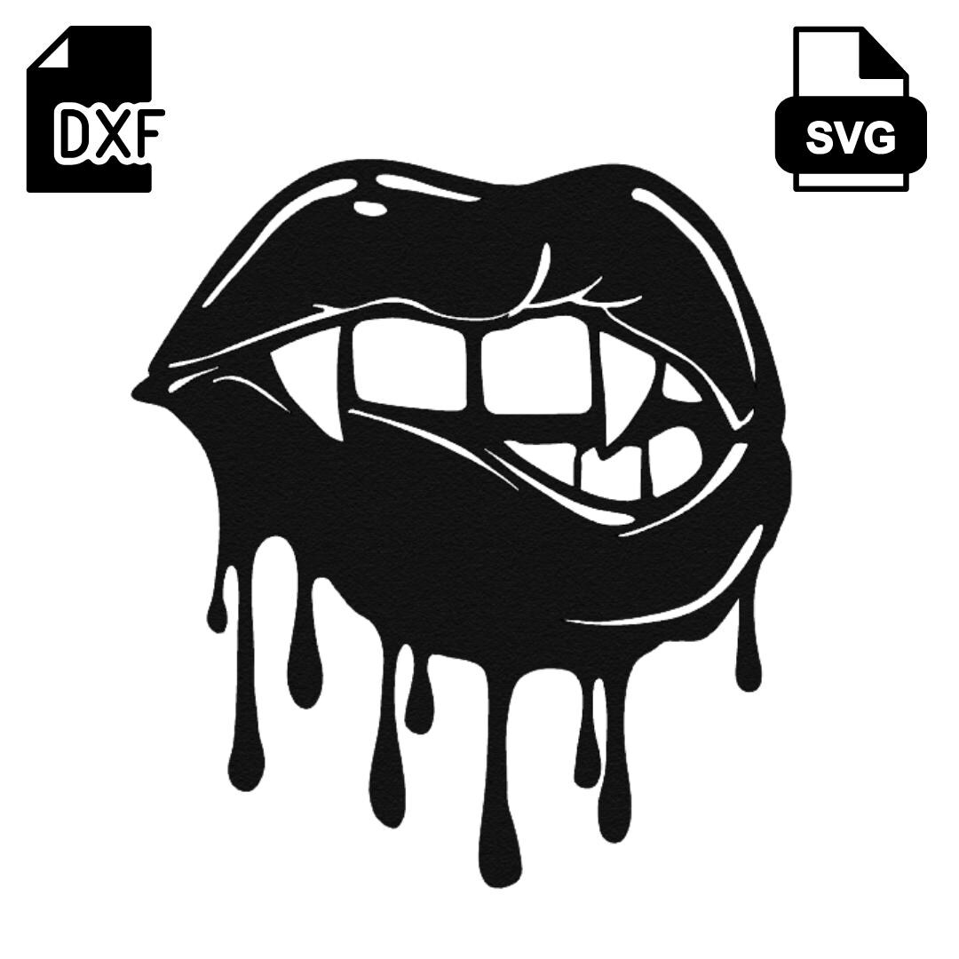 Vampire Bite Silhouette | Laser Cut Files | SVG & DXF 27cm X 30 Cm ...