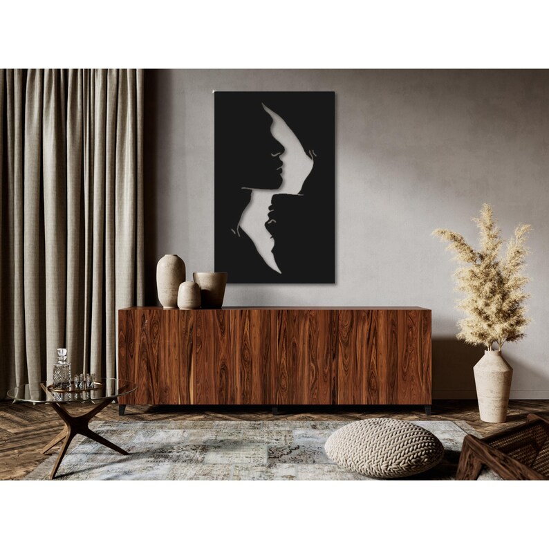 Abstract Dual Woman Face Wall Art DXF File - Unique Laser Cut Design ...