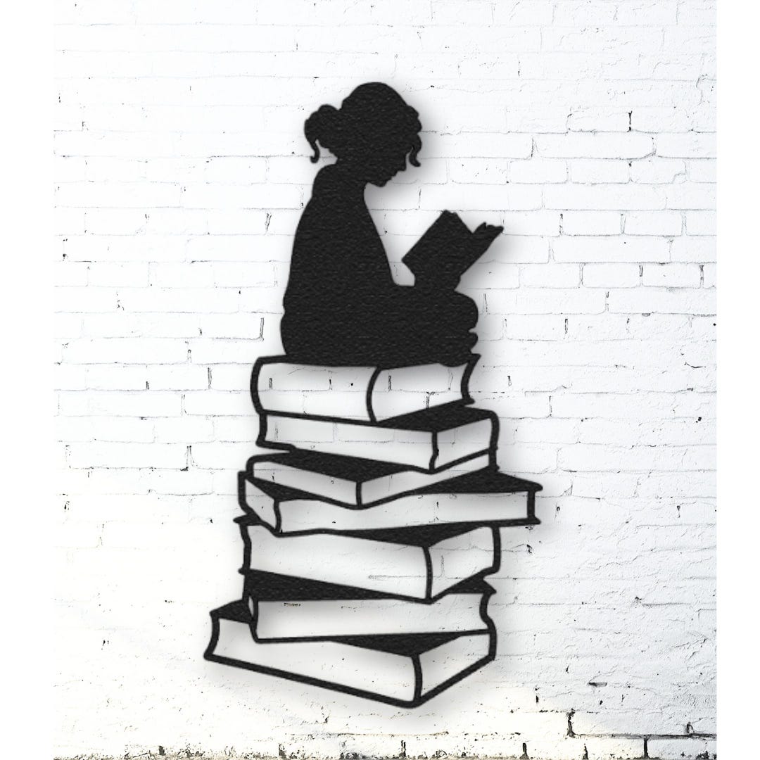 Book Lover Silhouette | Woman Reading Design | SVG DXF Files | Laser ...