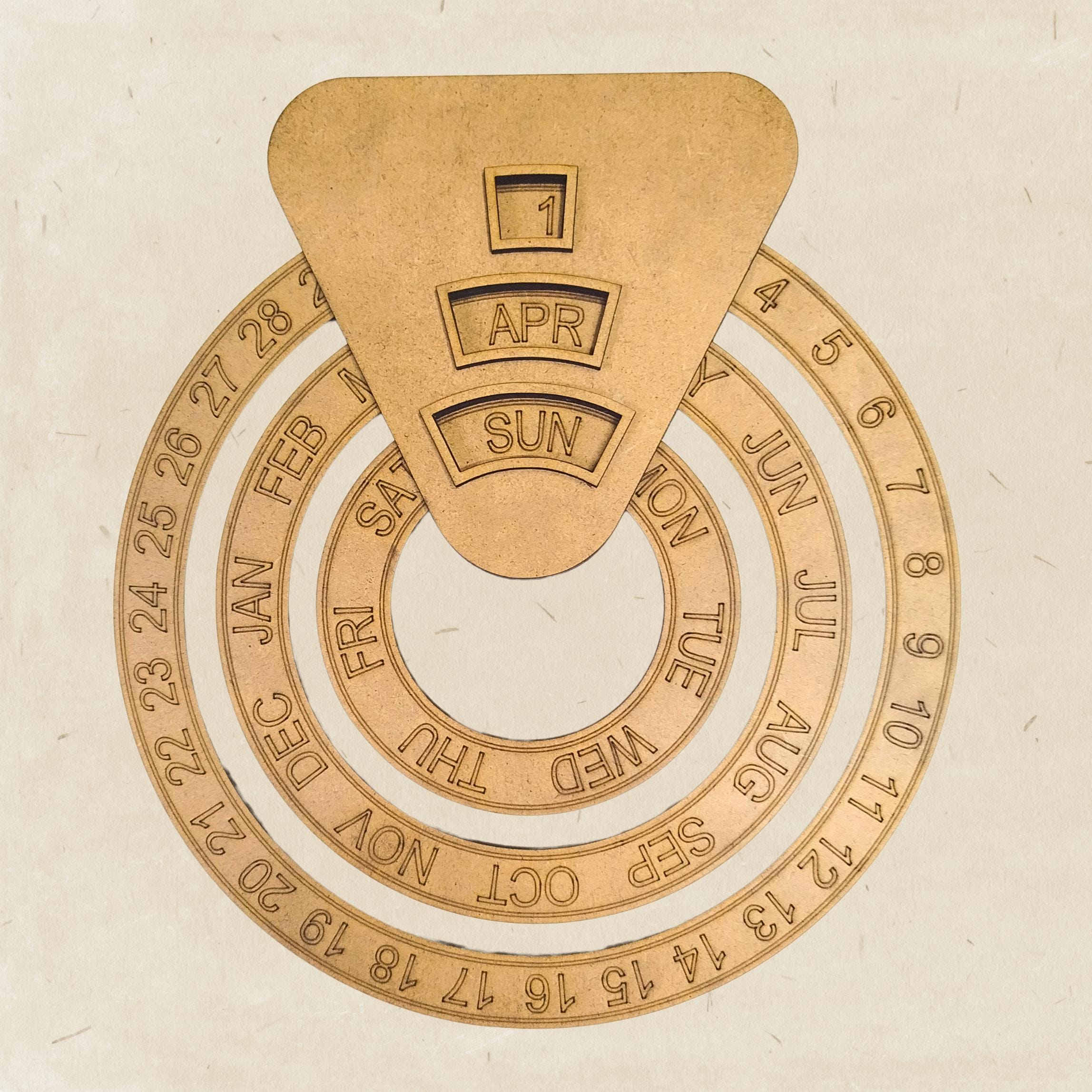 Dxf-svg Rotating Mechanism Calendar DXF & SVG Files 3mm Plywood Design ...