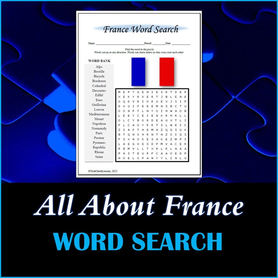 Todo sobre Francia Sopa de Letras DESCARGA DIGITAL - Etsy México