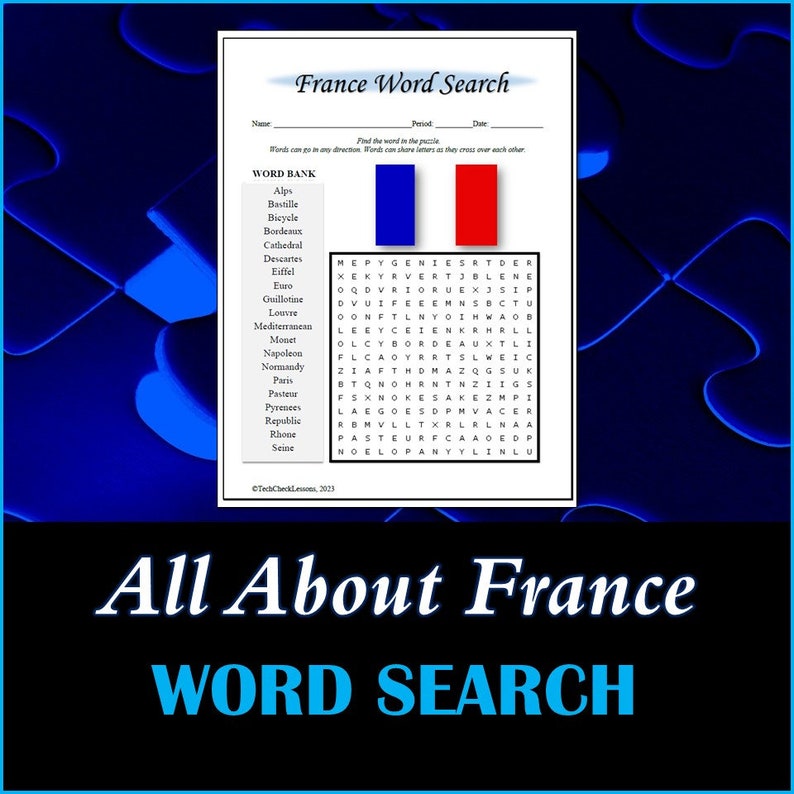 Todo sobre Francia Sopa de Letras DESCARGA DIGITAL - Etsy México