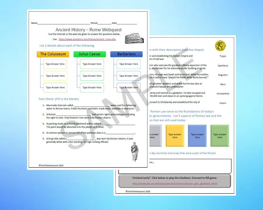 Ancient History Webquest / Activity Bundle Social Studies Editable ...