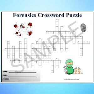 Forensics - Crossword Puzzle / Printable Worksheet - DIGITAL DOWNLOAD ...