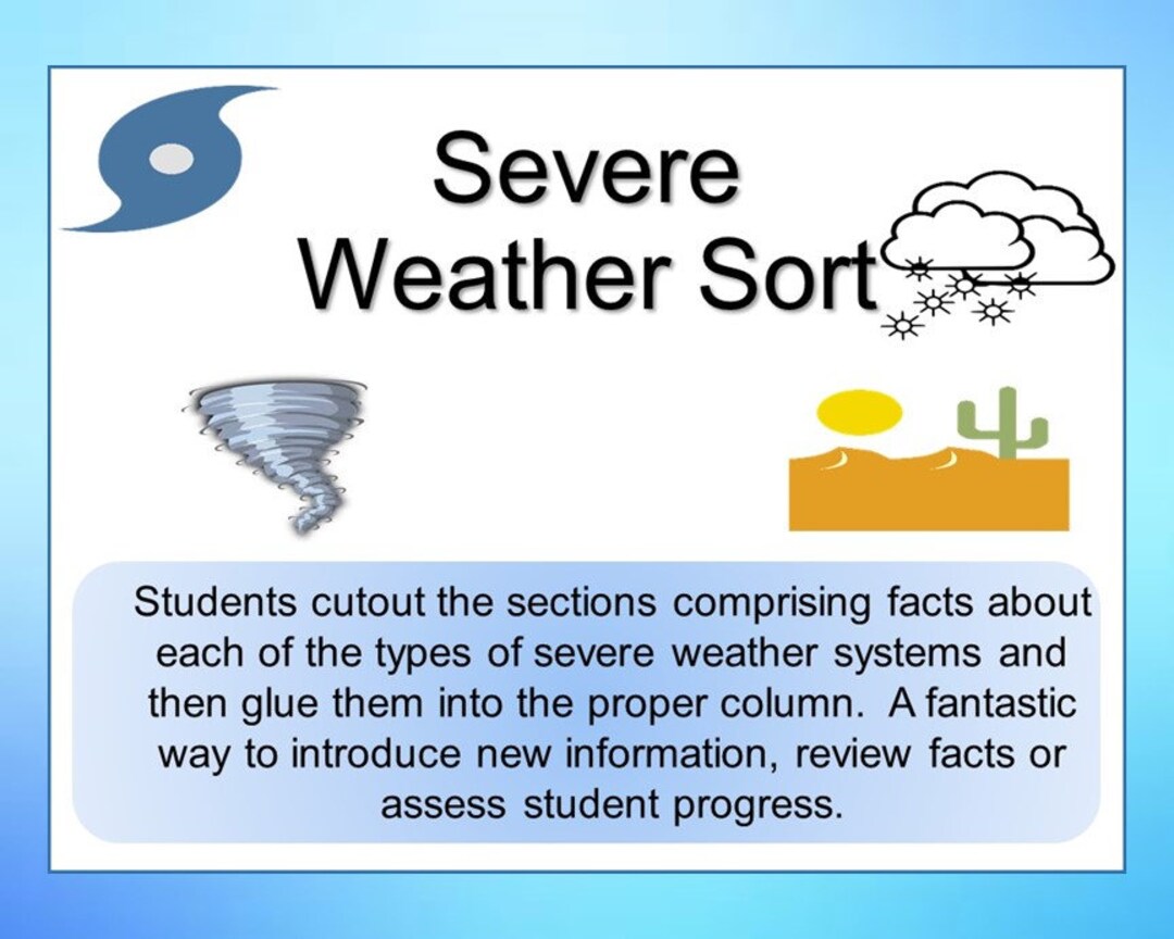 Severe Weather Cut, Sort and Paste Science Graphic Organizer Editable ...