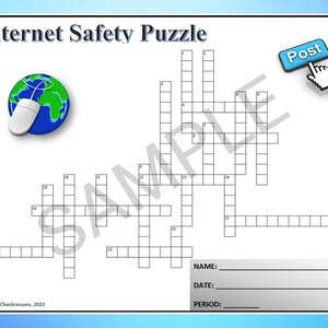Internet Safety - Crossword Puzzle Worksheet - DIGITAL DOWNLOAD - Etsy