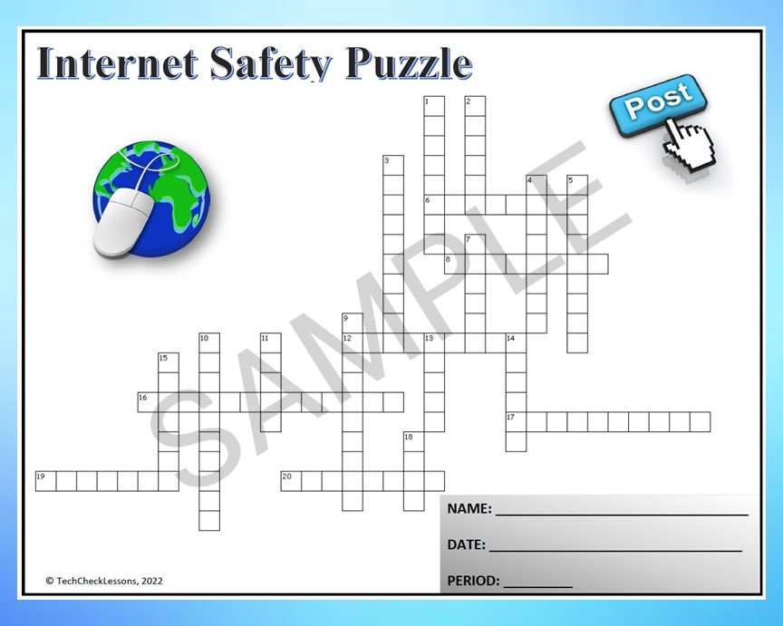 Internet Safety - Crossword Puzzle Worksheet - DIGITAL DOWNLOAD - Etsy