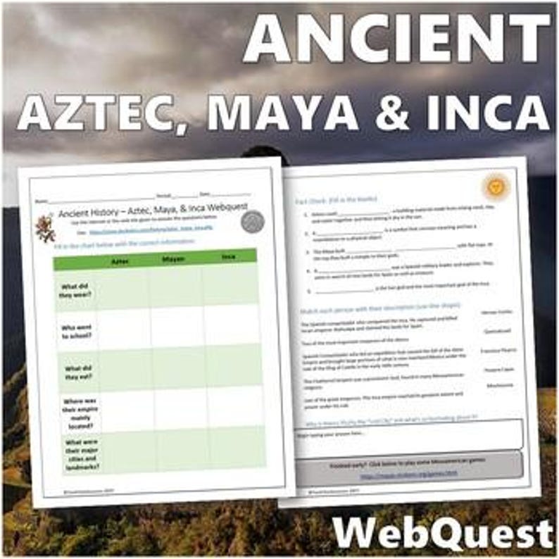 Ancient History - Mesoamerican Aztec, Maya & Inca Webquest - Social ...