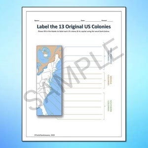 13 US Colonies & Their Capitals Labeling Worksheet Map - Editable ...