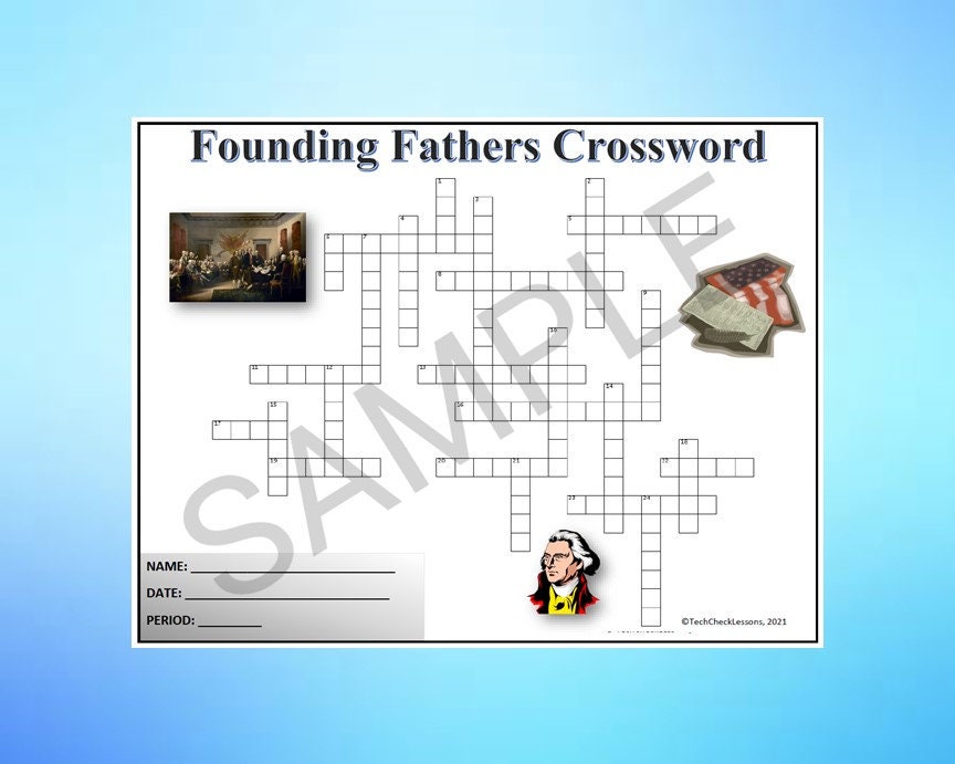 Founding Fathers - Crossword Puzzle Worksheet - DIGITAL DOWNLOAD Active ...