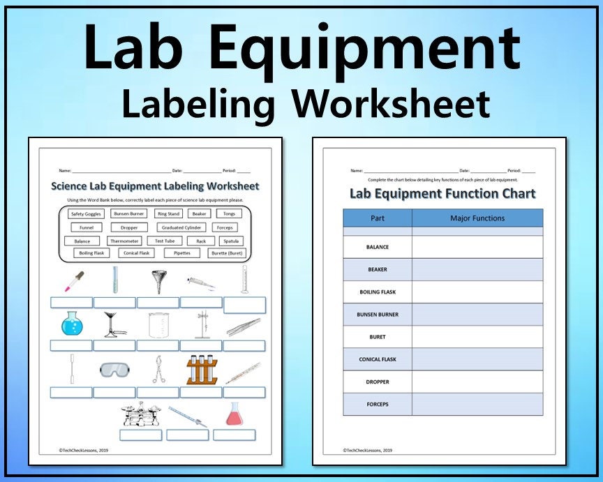 Science Lab Equipment Labeling & Functions Worksheet/printable/graphic ...