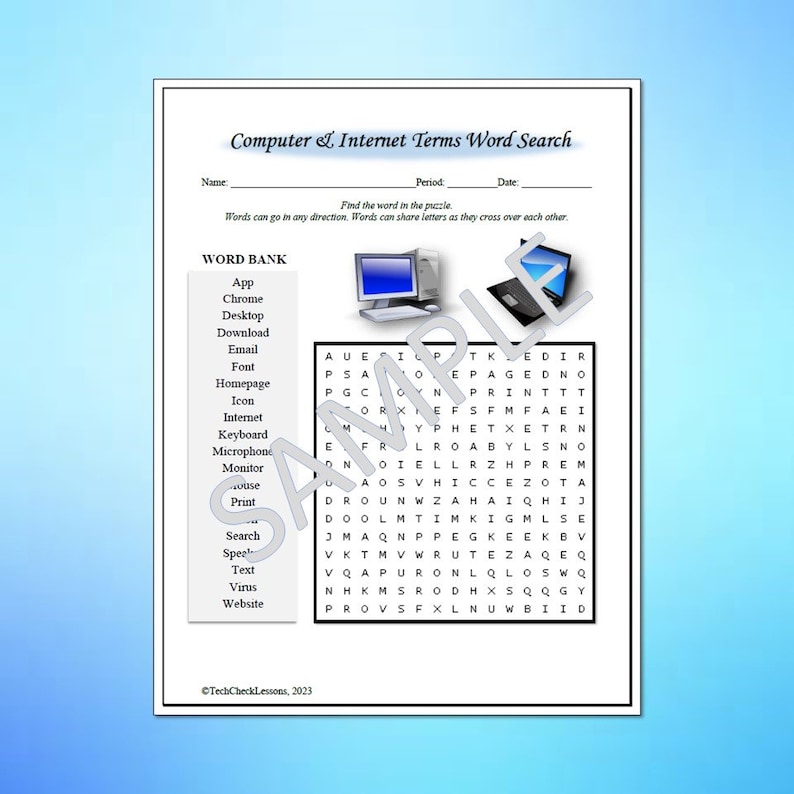 Computer & Internet Terms Word Search DIGITAL DOWNLOAD - Etsy