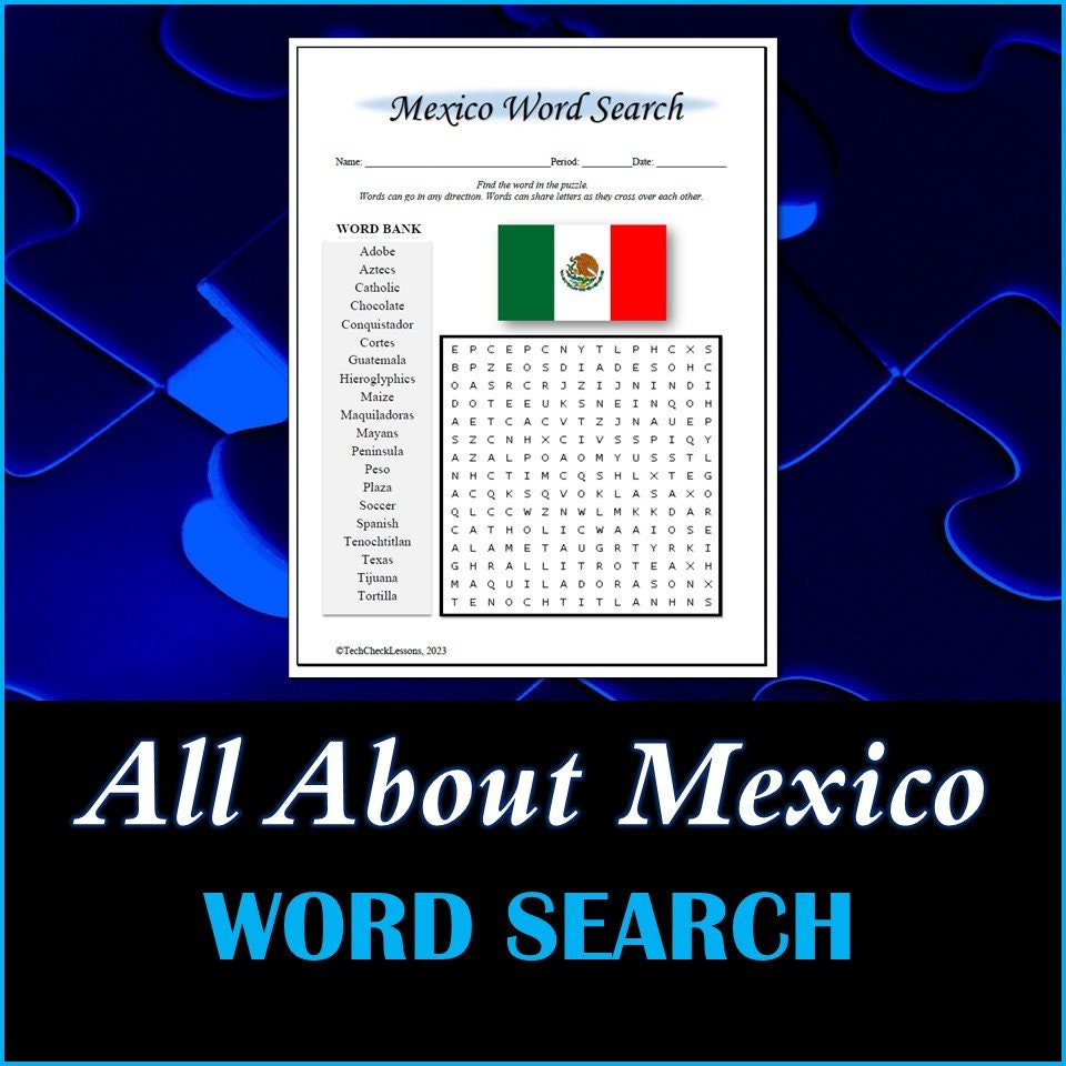 All About Mexico Word Search - DIGITAL DOWNLOAD - Etsy Australia