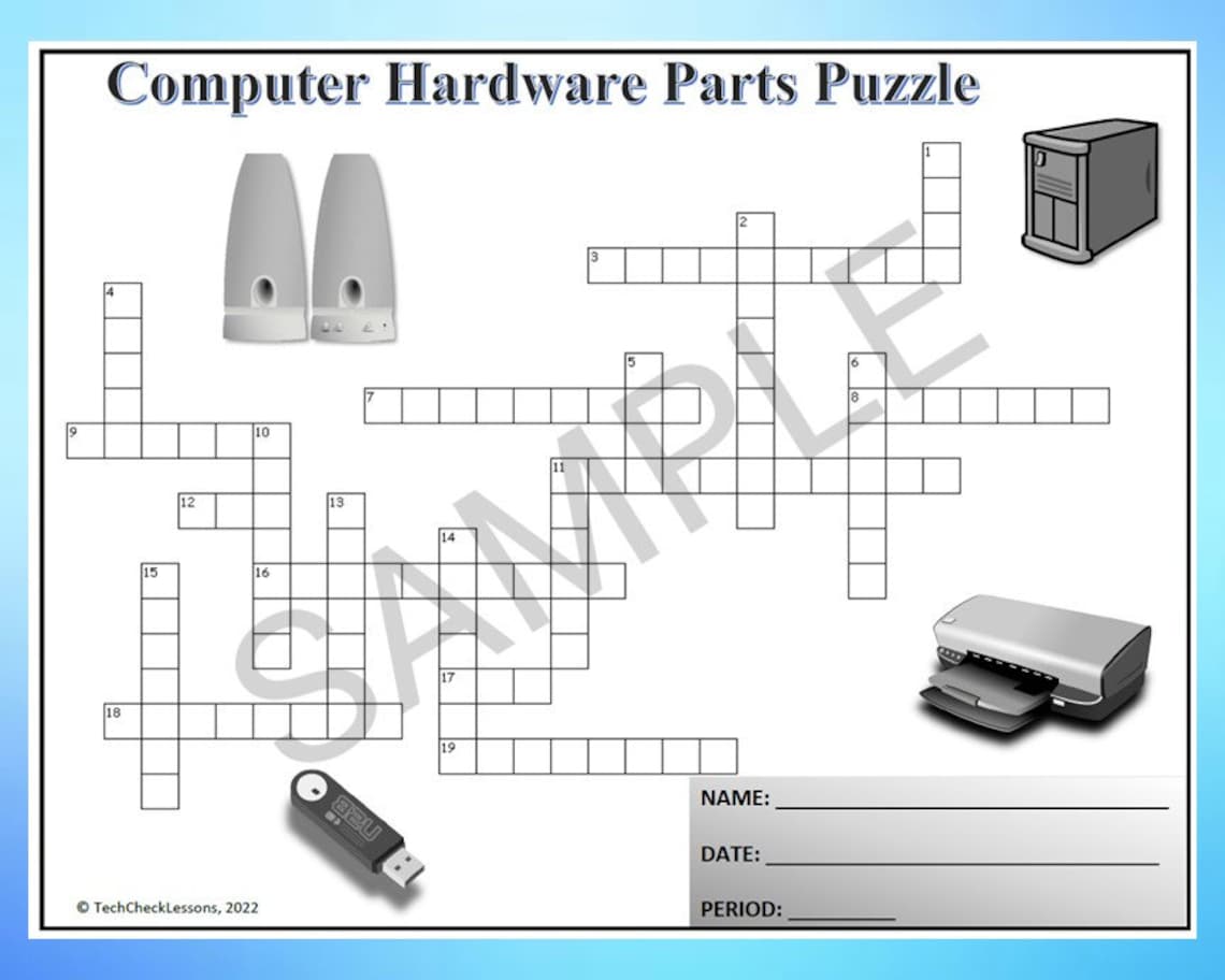 Computer Hardware Parts - Crossword Puzzle Worksheet - DIGITAL DOWNLOAD ...