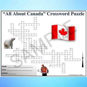 All About Canada Crossword Puzzle Worksheet DIGITAL DOWNLOAD - Etsy