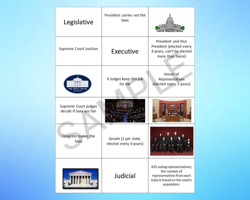 Branches of U.S. Government Cut, Sort and Paste Worksheet - Graphic ...