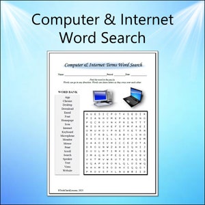 Computer & Internet Terms Word Search - DIGITAL DOWNLOAD - Etsy