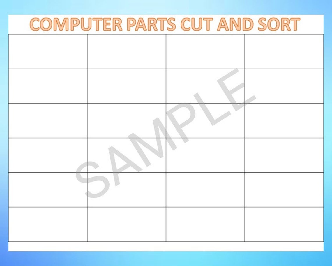 Computer Parts Cut, Sort and Paste - Graphic Organizer - Editable ...