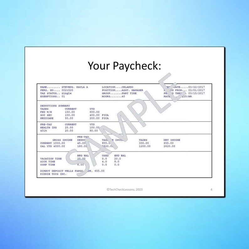 Paycheck Activity Financial Literacy Skills Editable - Etsy