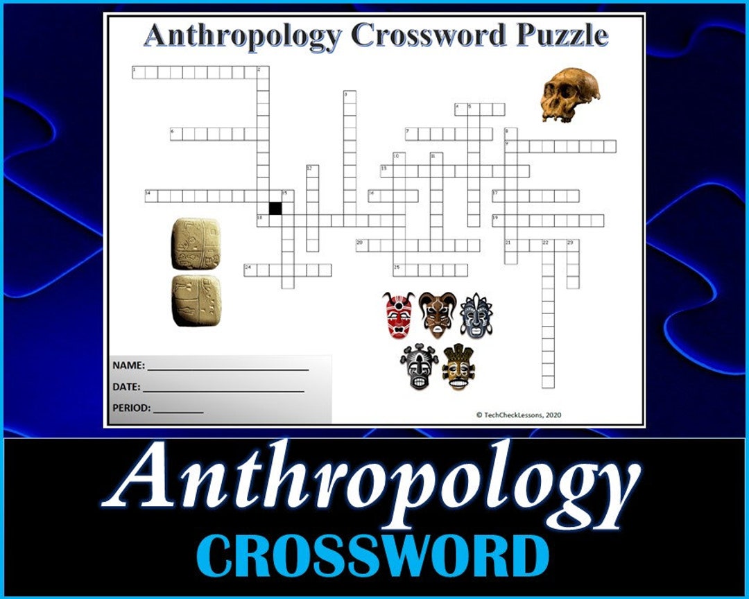 Anthropology Crossword Puzzle / Printable Worksheet - DIGITAL DOWNLOAD ...