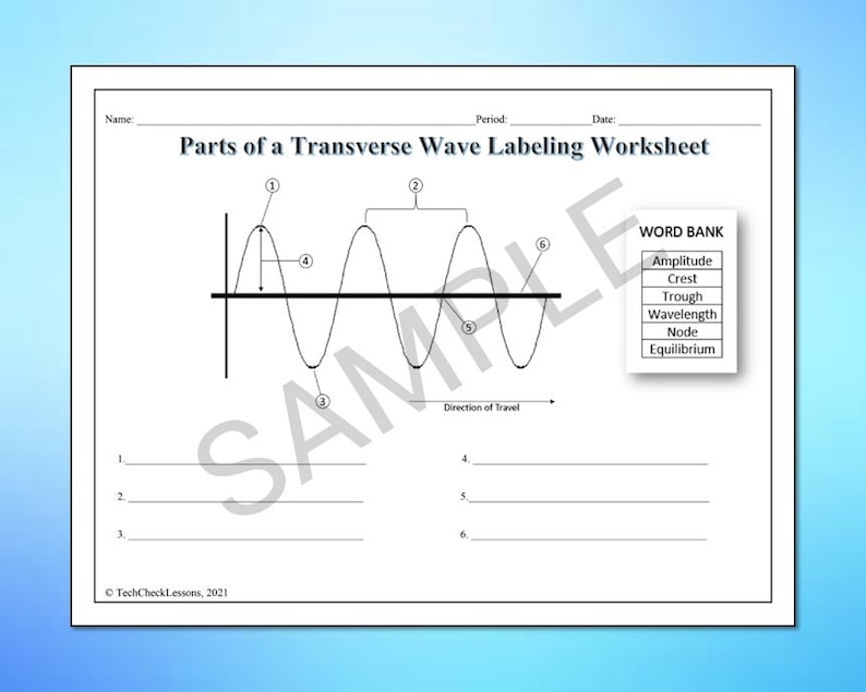 Parts of a Wave Labeling Worksheet - Science Editable DIGITAL DOWNLOAD ...