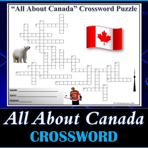 All About Canada Crossword Puzzle Worksheet DIGITAL DOWNLOAD - Etsy