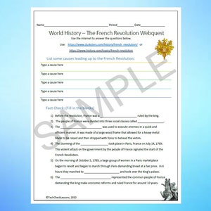 World History - the French Revolution Webquest - Social Studies ...