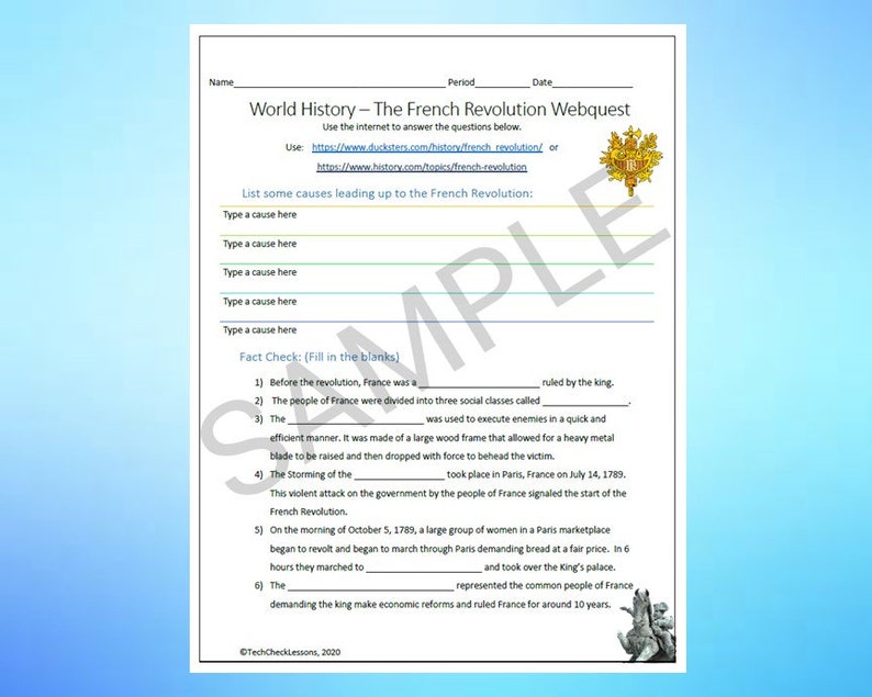 World History - the French Revolution Webquest - Social Studies ...