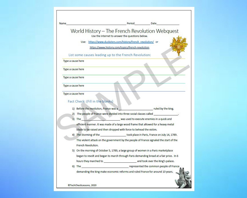 World History - the French Revolution Webquest - Social Studies ...