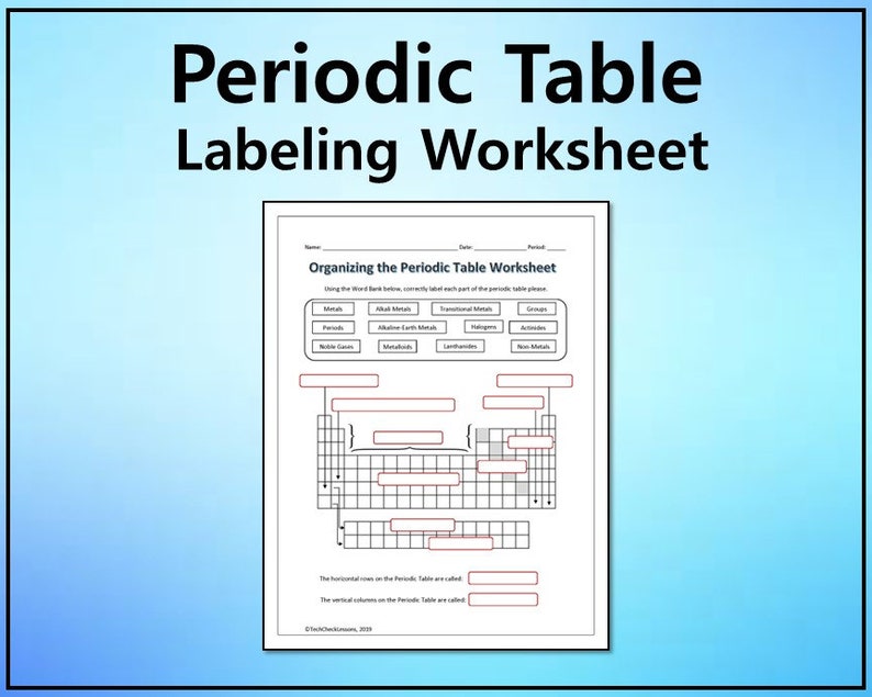 Periodic Table Organization Labeling Science Worksheet - Editable ...