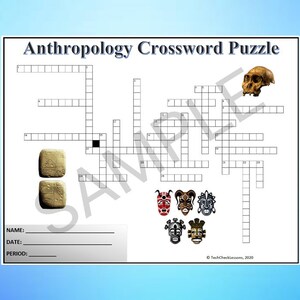 Anthropology Crossword Puzzle / Printable Worksheet - DIGITAL DOWNLOAD ...