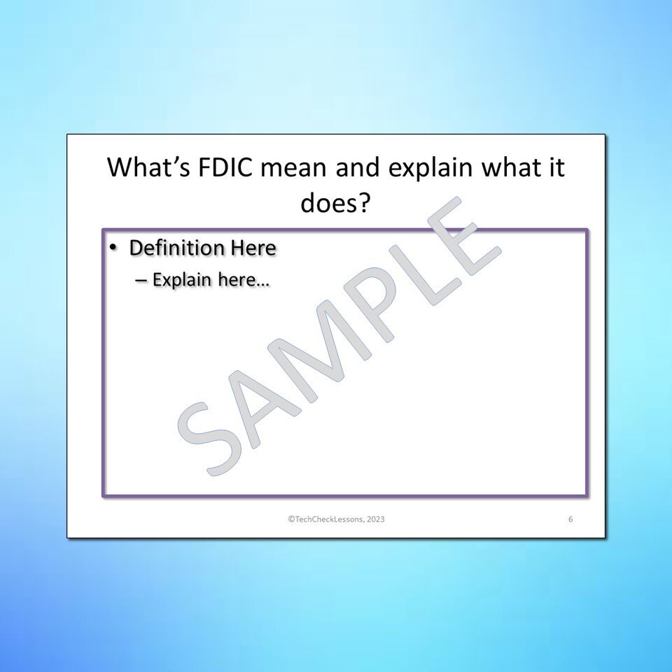 Personal Banking Lesson Activity - Financial Literacy - Editable ...