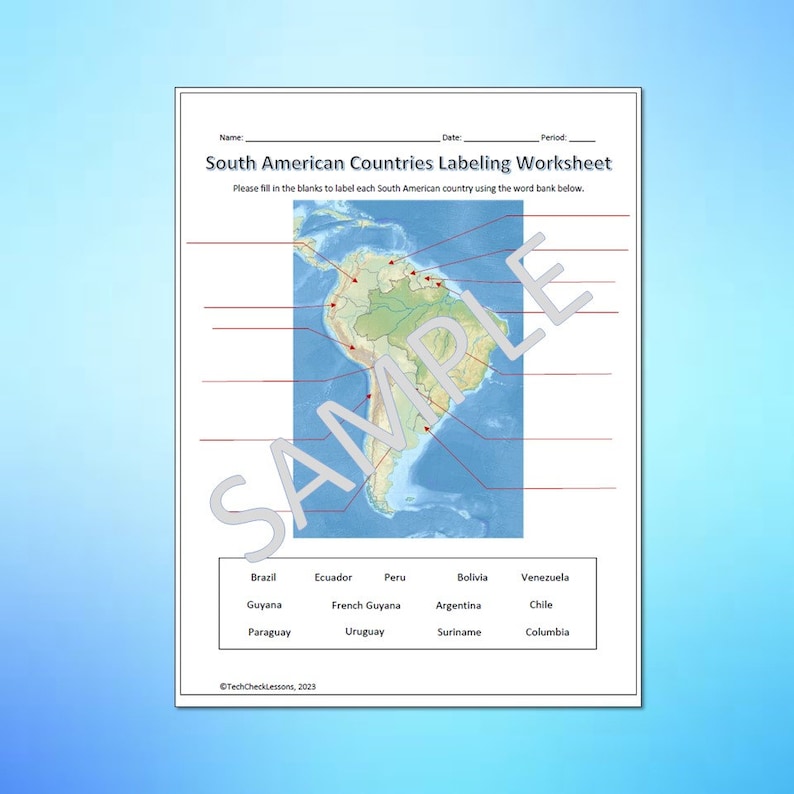Continent & Countries Labeling Worksheet Bundle (6) - Geography DIGITAL ...