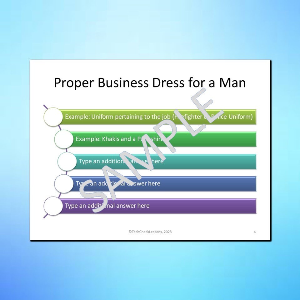 Business Dress & Attire Lesson Activity Business and Career Skills ...