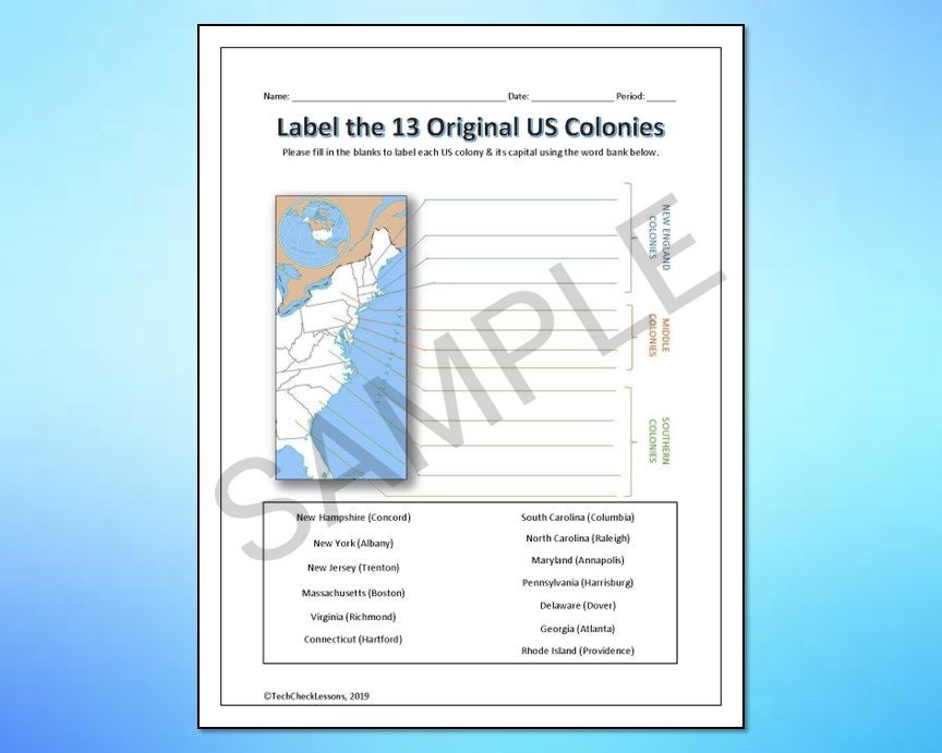 13 Original Colonies And Capitals