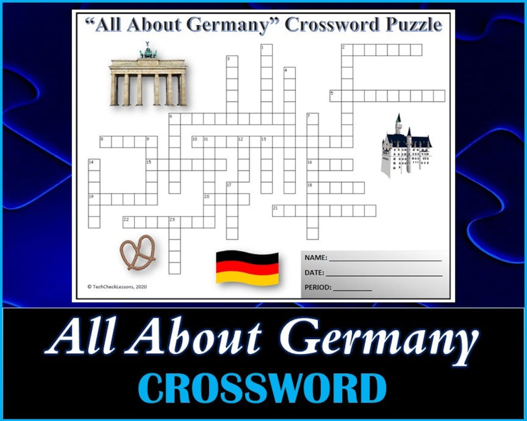 All About Germany - Crossword Puzzle Worksheet - DIGITAL DOWNLOAD - Etsy