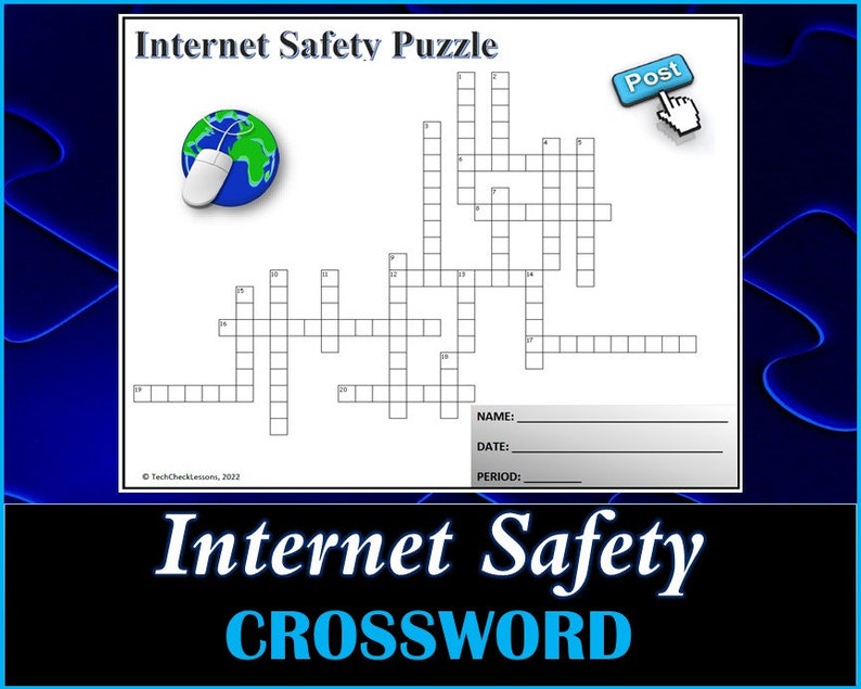 Internet Safety - Crossword Puzzle Worksheet - DIGITAL DOWNLOAD - Etsy