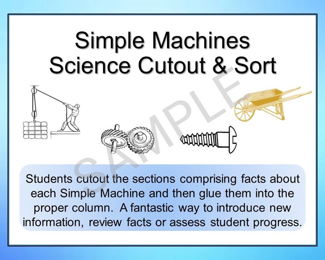 Simple Machines Cut, Sort and Paste Science Activity Editable DIGITAL ...