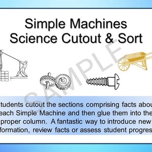Simple Machines Cut, Sort and Paste Science Activity Editable DIGITAL ...