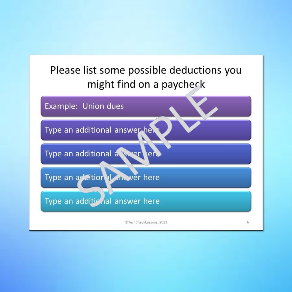 Paycheck Activity Financial Literacy Skills Editable DIGITAL DOWNLOAD ...