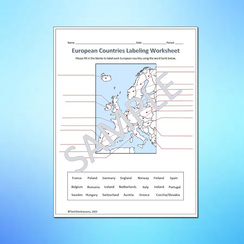 Continent & Countries Labeling Worksheet Bundle (6) - Geography DIGITAL ...