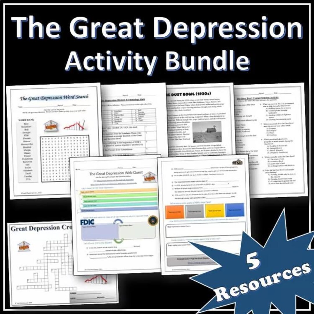 The Great Depression Activity Bundle | History Webquests | Puzzles ...